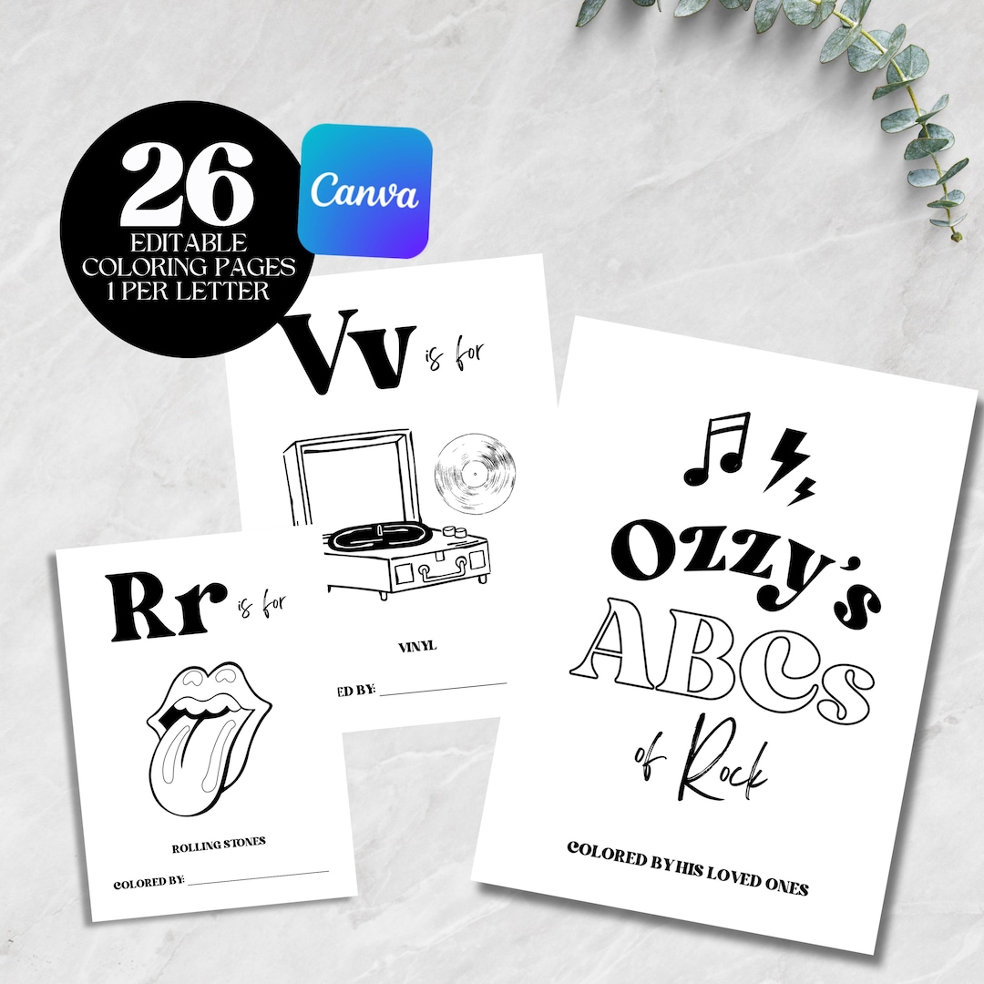 ABC of Rock and Roll Guestbook Coloring Pages Activity Template | 1st ...