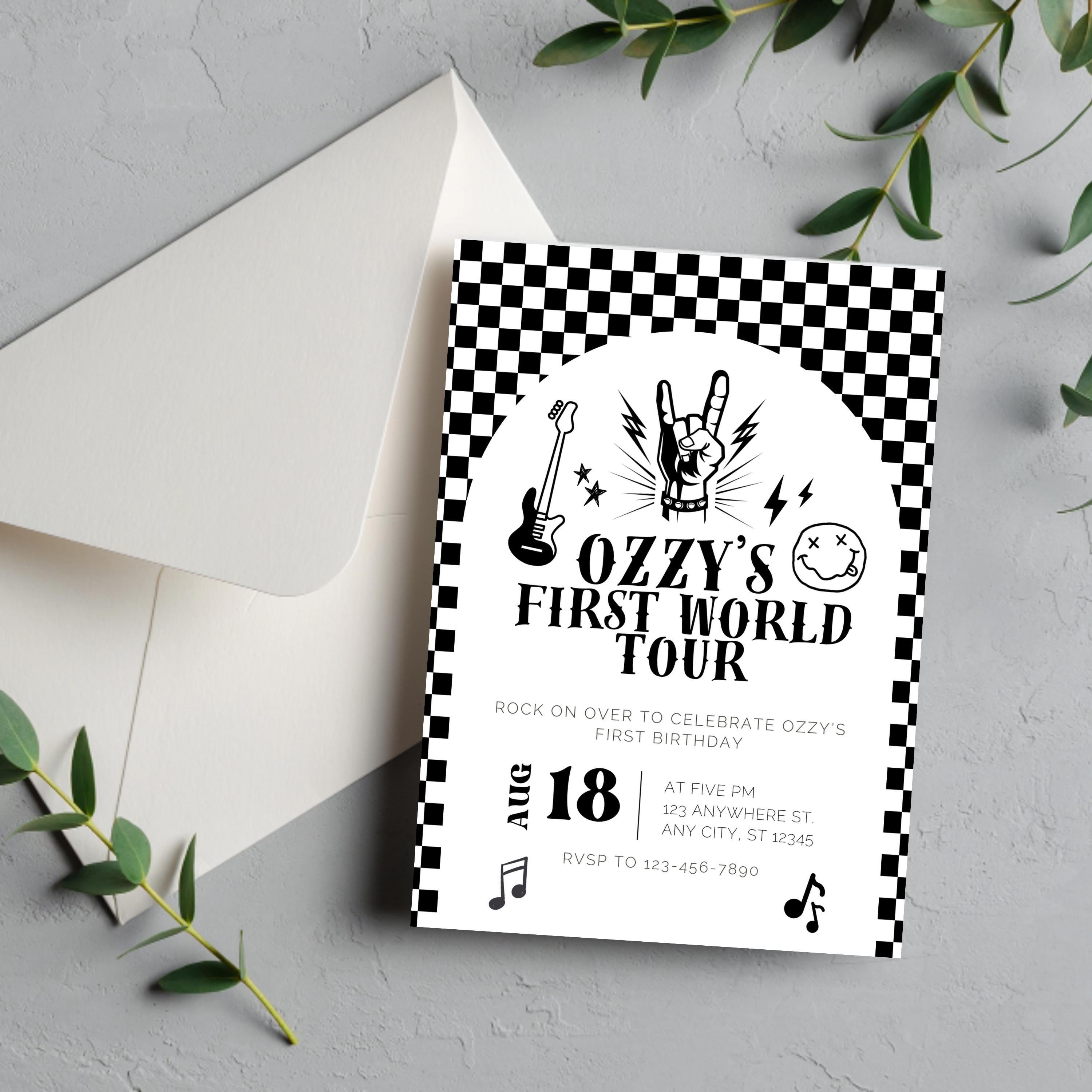 First World Tour Rock & Roll Invitation Template | Editable One 1st ...