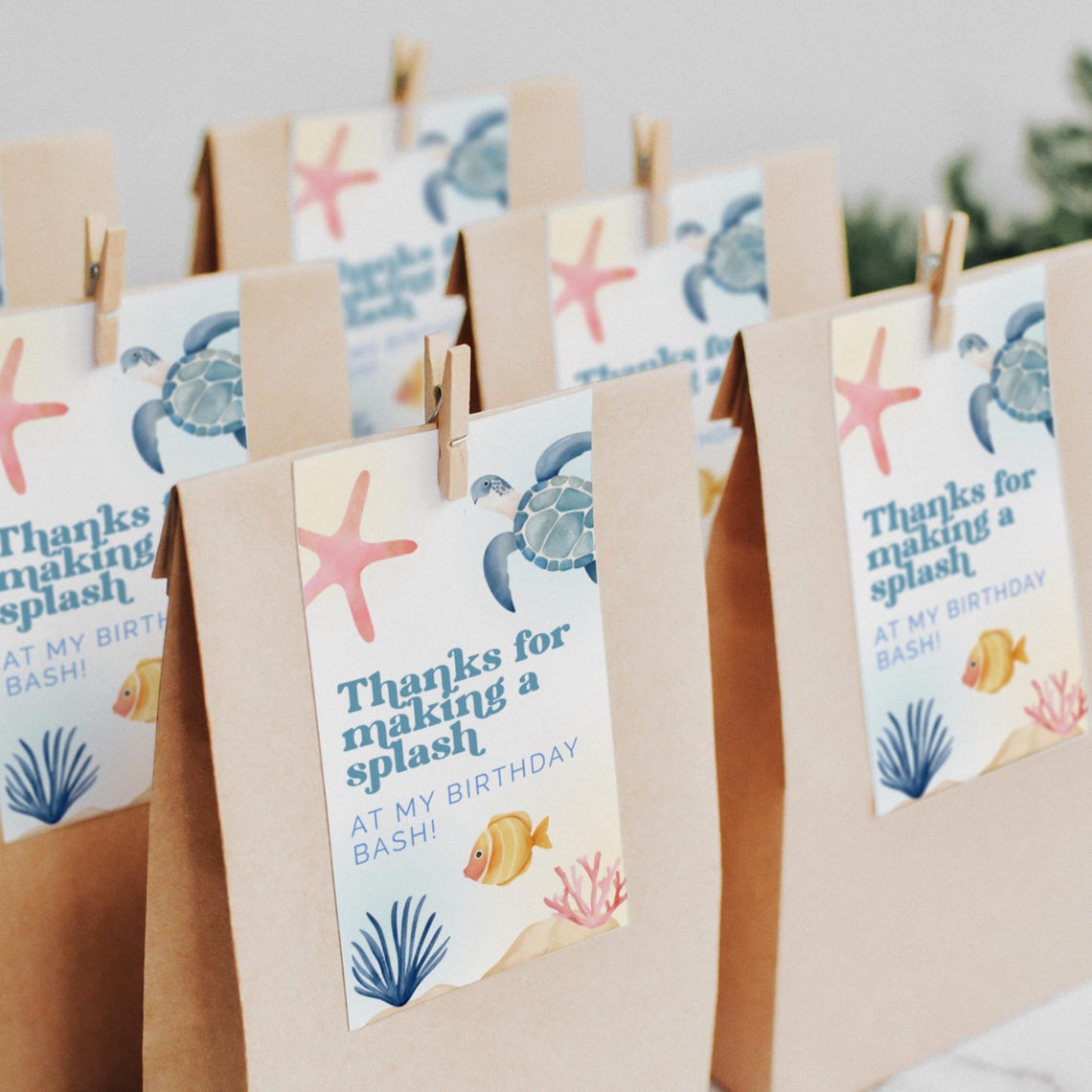 Under the Sea Birthday Thank You Favor Tags Template Editable Boy Party ...