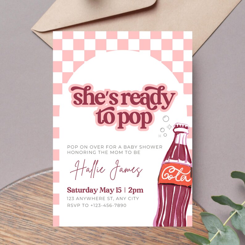 She's Ready to Pop Shower Invitation Template Editable Gender Neutral ...