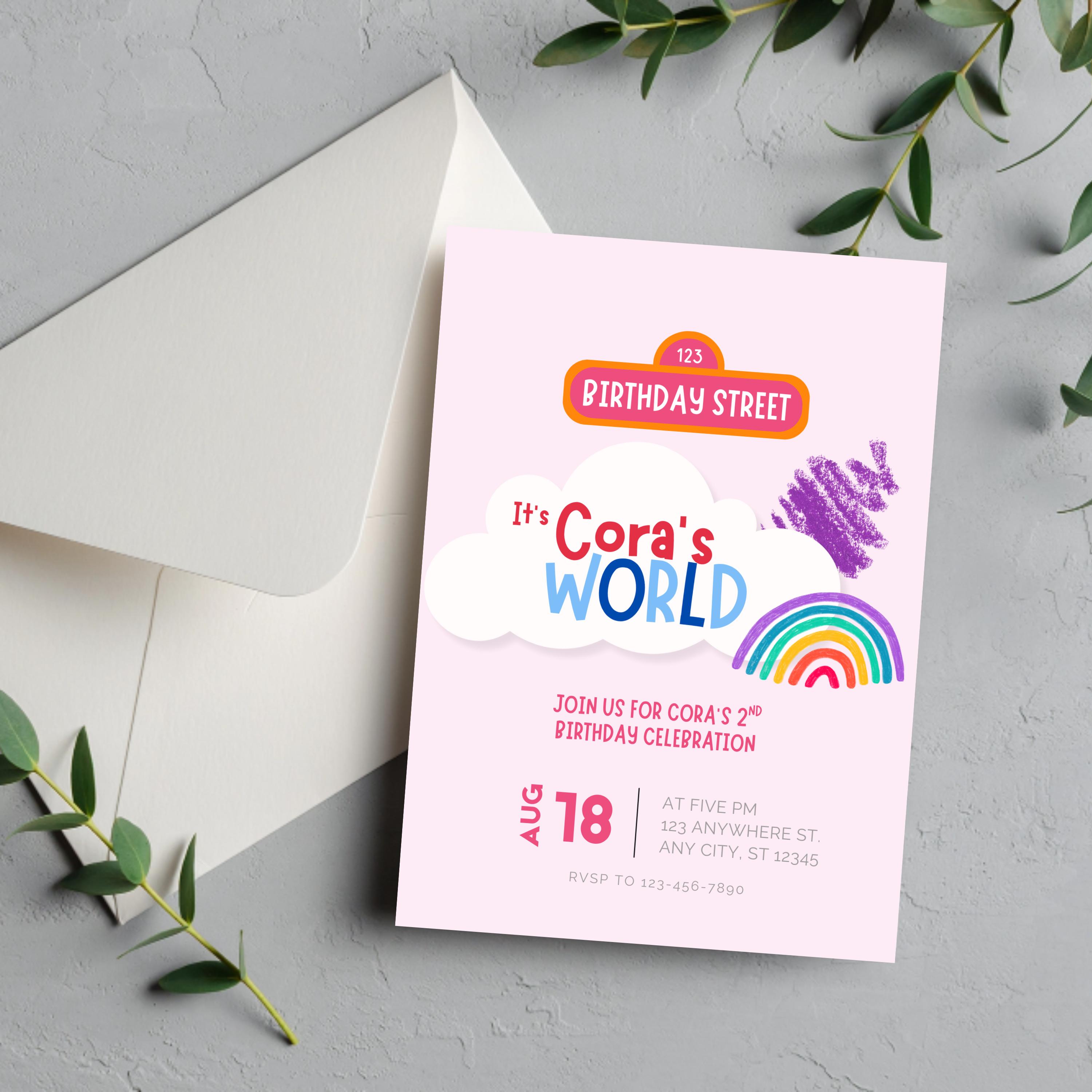 Sesame St World Invitation Template | Birthday Theme | Digital Canva ...