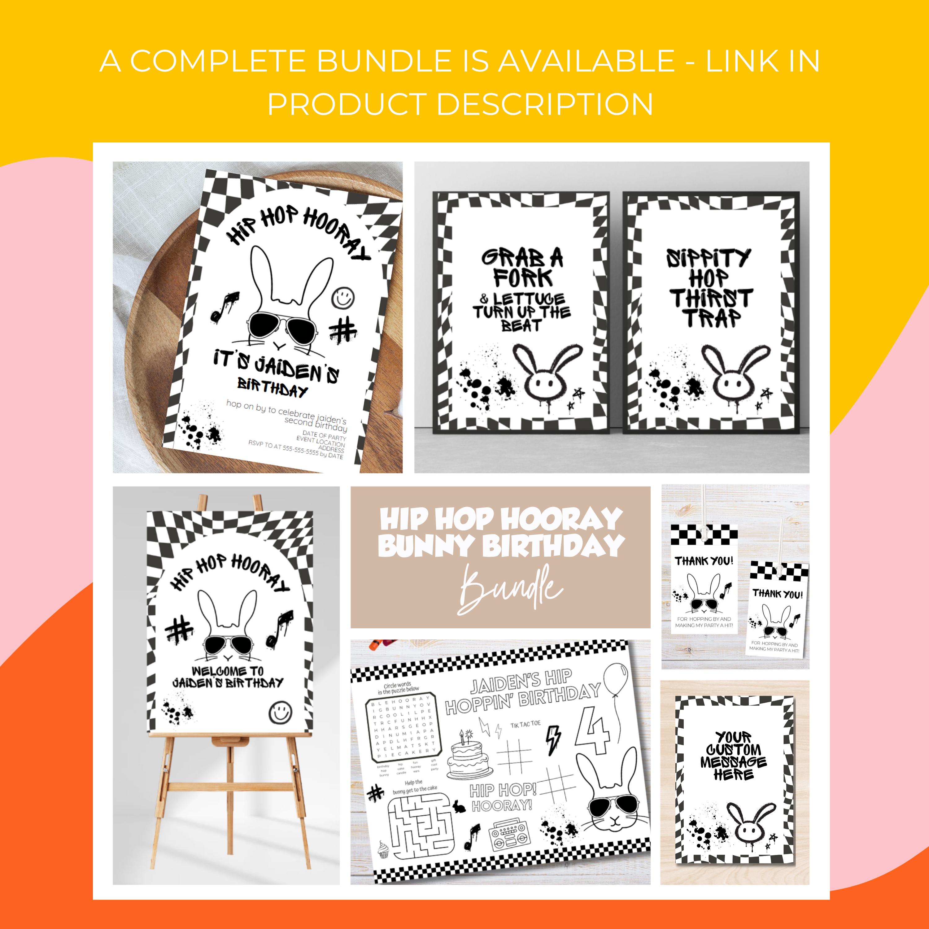 Hip Hop Hooray Bunny Welcome Sign Template | Editable Easter Birthday ...