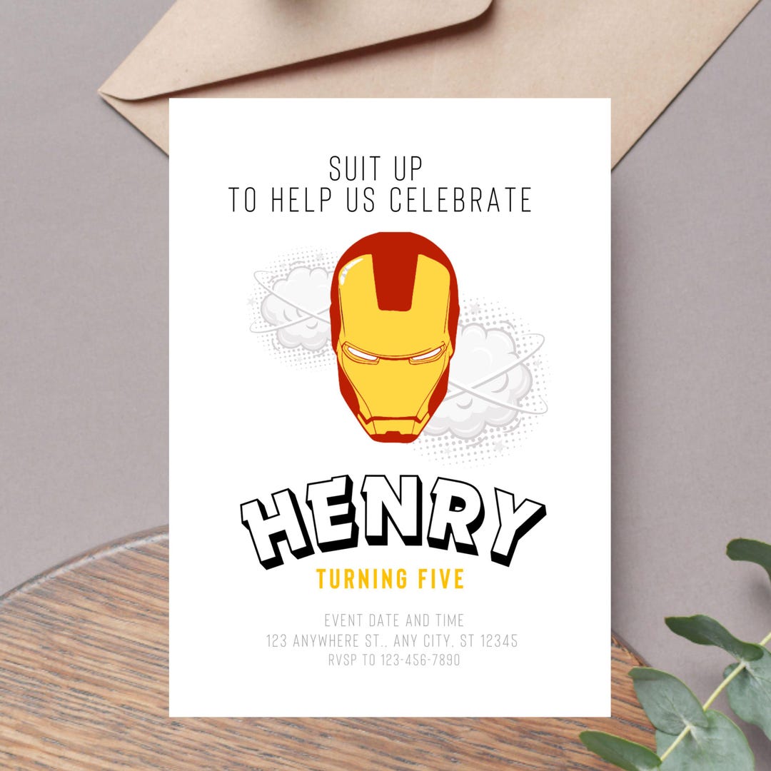 Editable Modern Iron Man / Suit up to Celebrate Marvel Superhero Theme ...