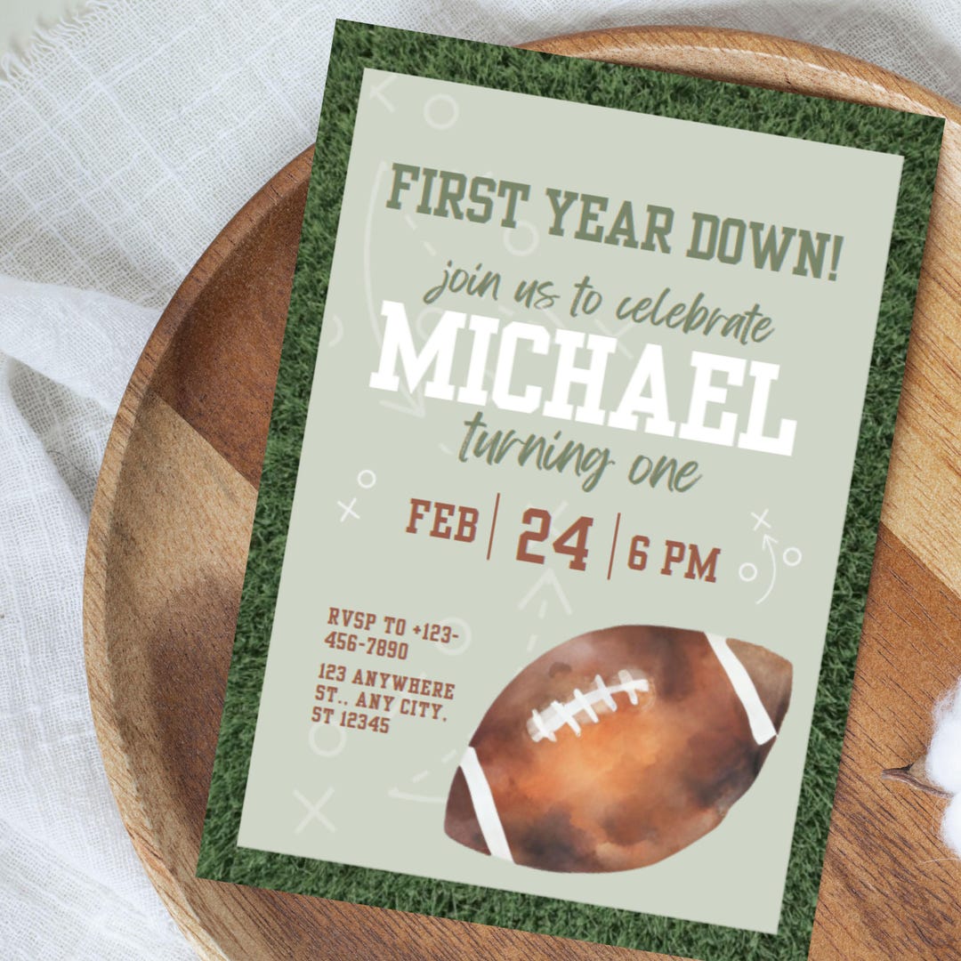 Editable Football First Down Theme First Birthday Invite - Etsy