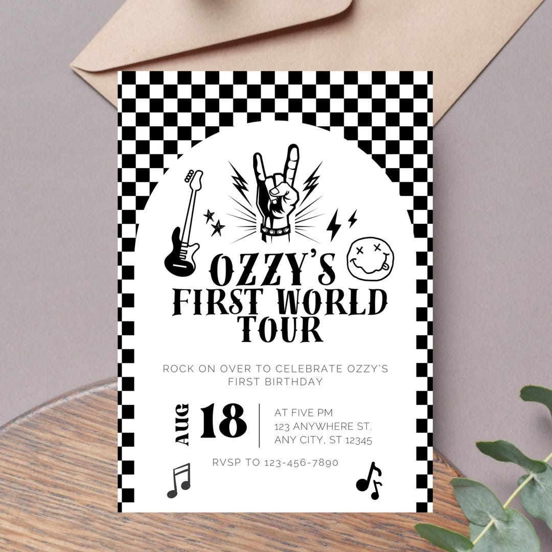 First World Tour Rock & Roll Invitation Template | Editable One 1st ...