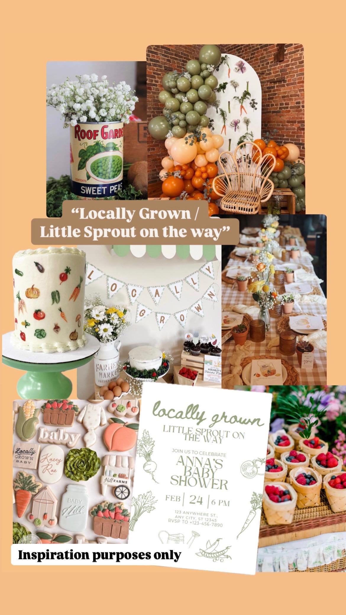 Editable Locally Grown / Little Sprout on the Way Baby Shower Theme ...