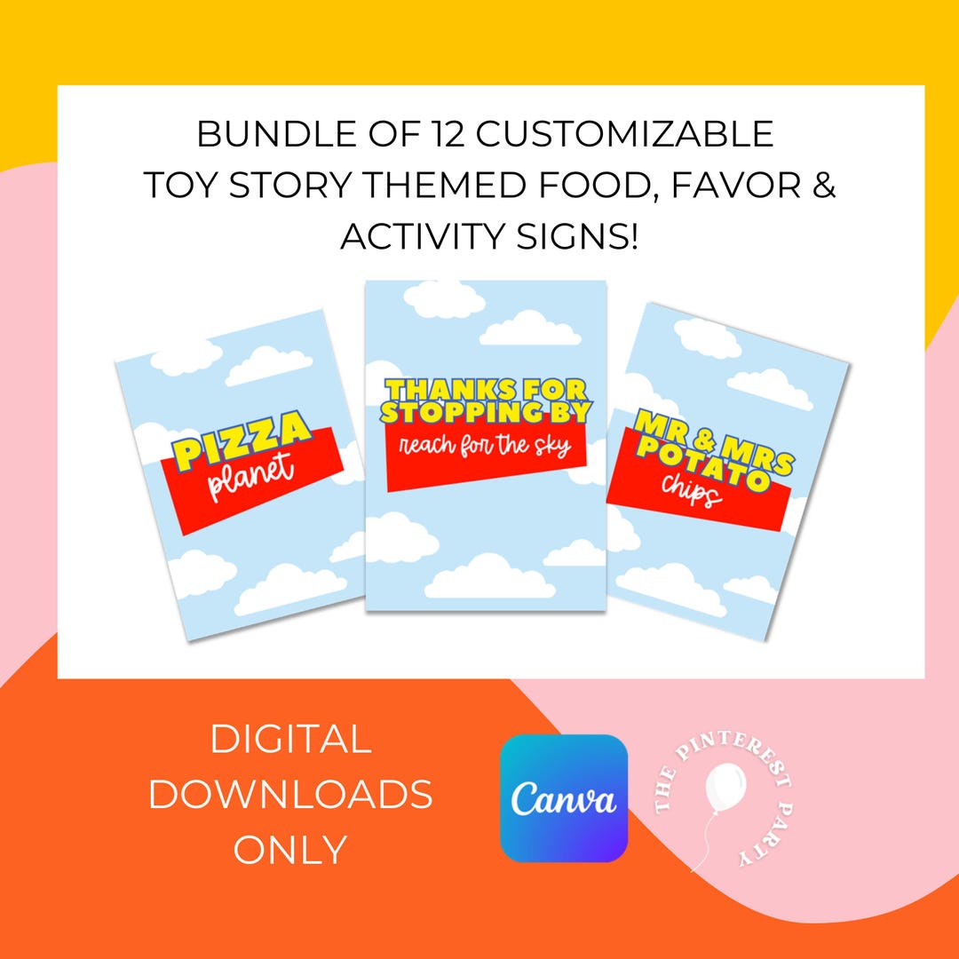 Bundle of 12 Editable Toy Story Birthday Theme Party Signs - Etsy