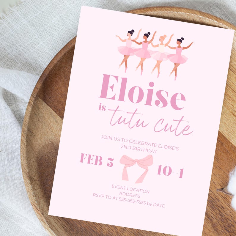Editable Tutu Cute Ballerina / Dancer Theme Birthday Invite - Birthday ...