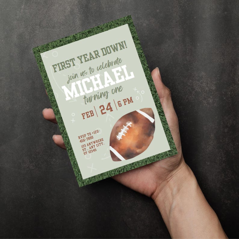 Editable Football First Down Theme First Birthday Invite - Etsy