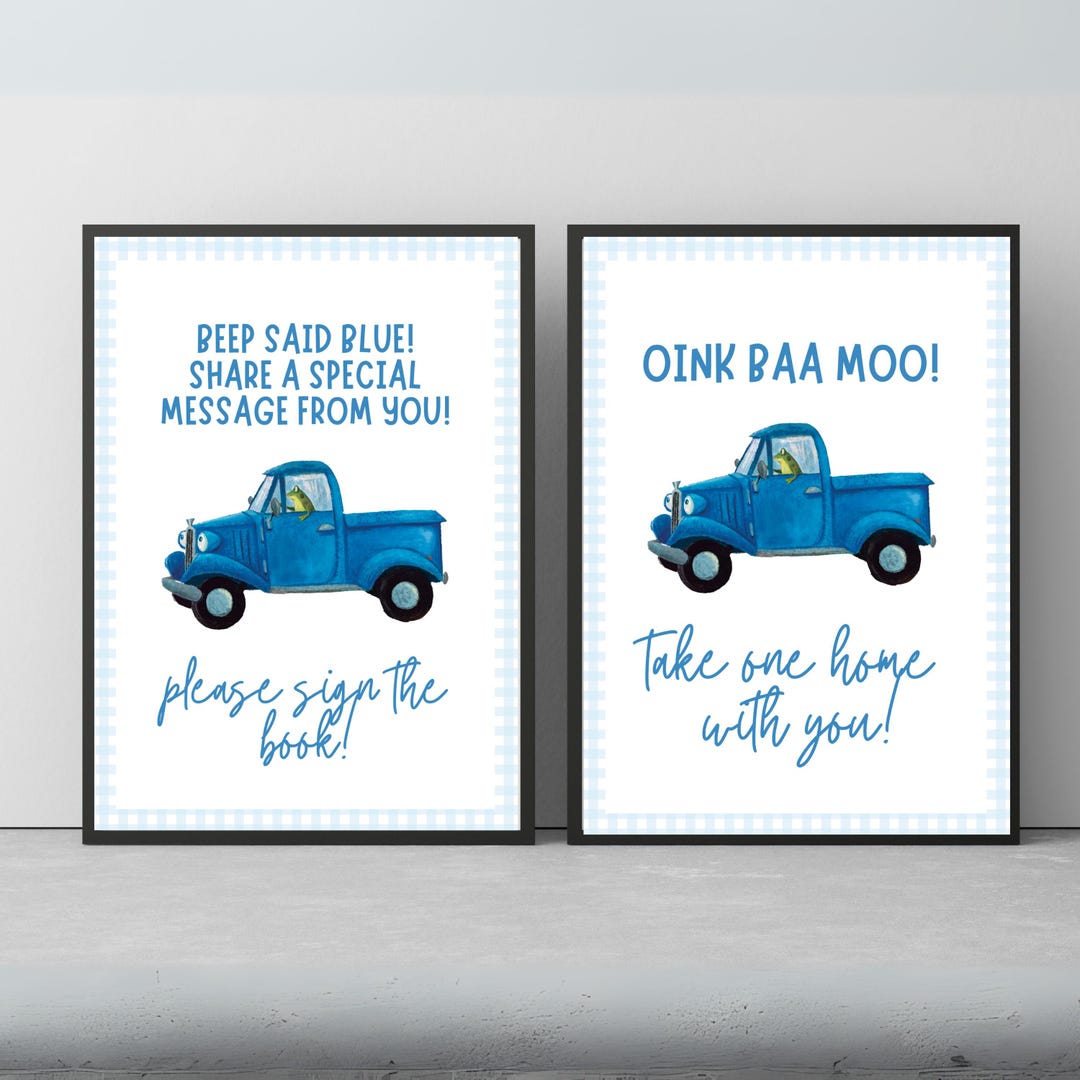Blue Truck Party Sign Template | Editable Birthday Theme | Digital ...
