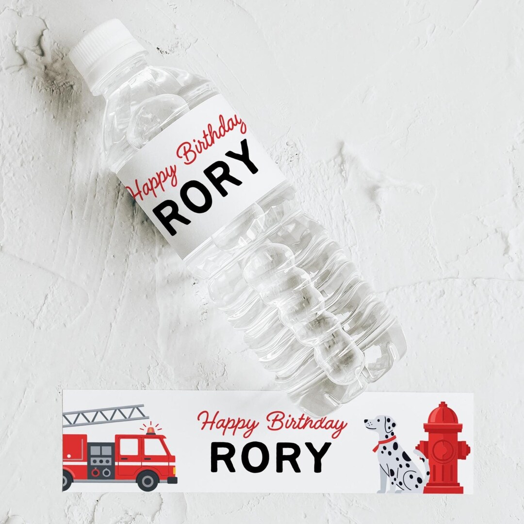 Sound the Alarm Firefighter Birthday ANY AGE Water Bottle Label ...