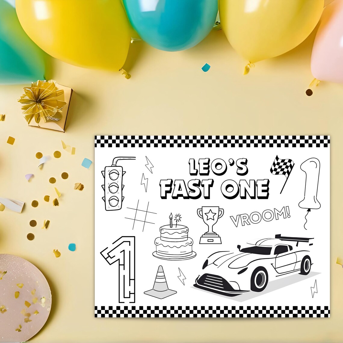 Fast One Race Car Activity Coloring Page Template | Editable Truck ...