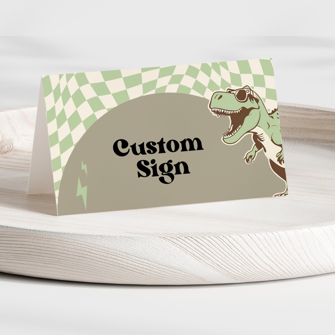 Dinosaur Folding Food Tent Signs Template Editable Boy Birthday Theme ...