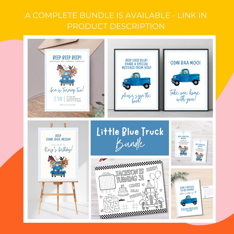 Little Blue Truck Invitation Template | Editable 2nd Birthday Theme ...