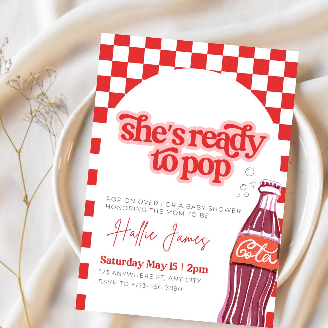 She's Ready to Pop Shower Invitation Template Editable Gender Neutral ...