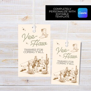 Western Favor Thank You Tag Template | Editable Boy Theme | Loot Bag ...