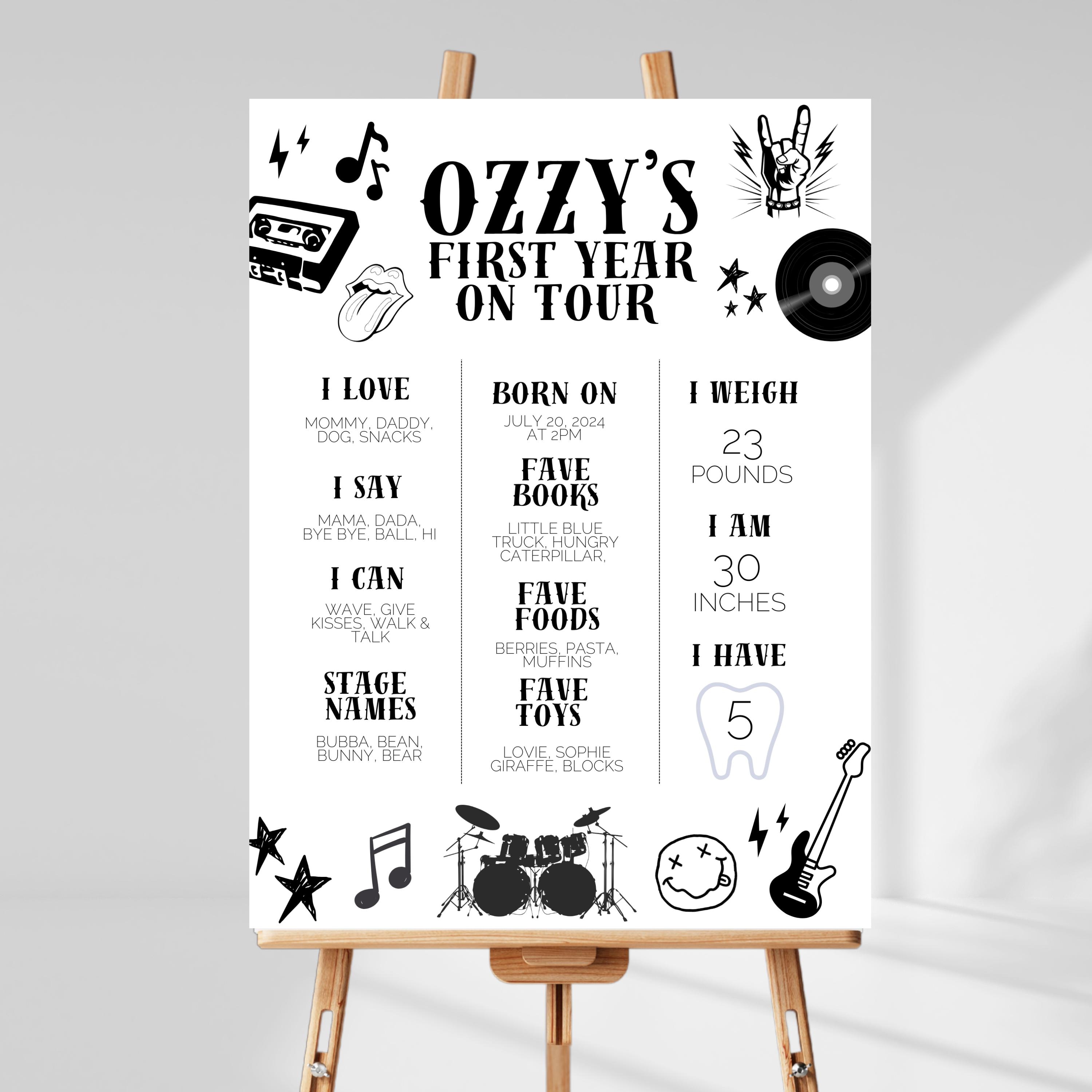 First World Tour Rock & Roll First Year Facts Poster Template, Editable ...