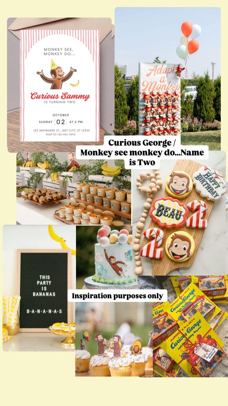 Editable Modern Curious George / Monkey See Monkey Do Theme 2nd ...