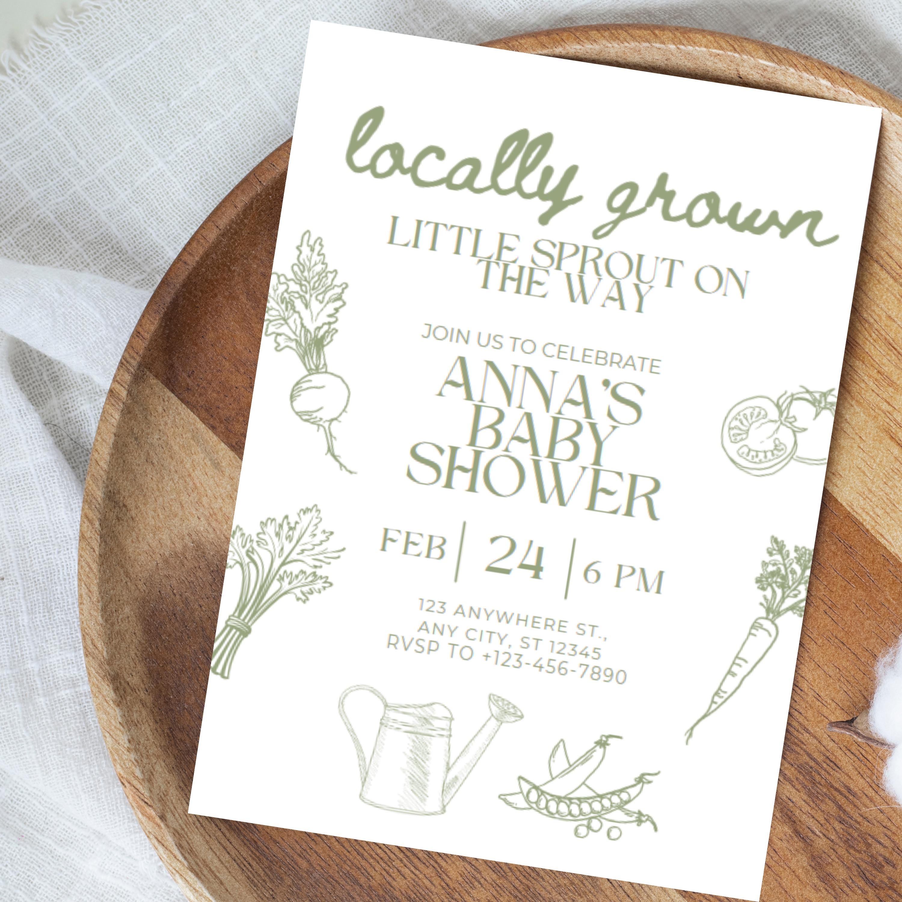 Editable Locally Grown / Little Sprout on the Way Baby Shower Theme ...