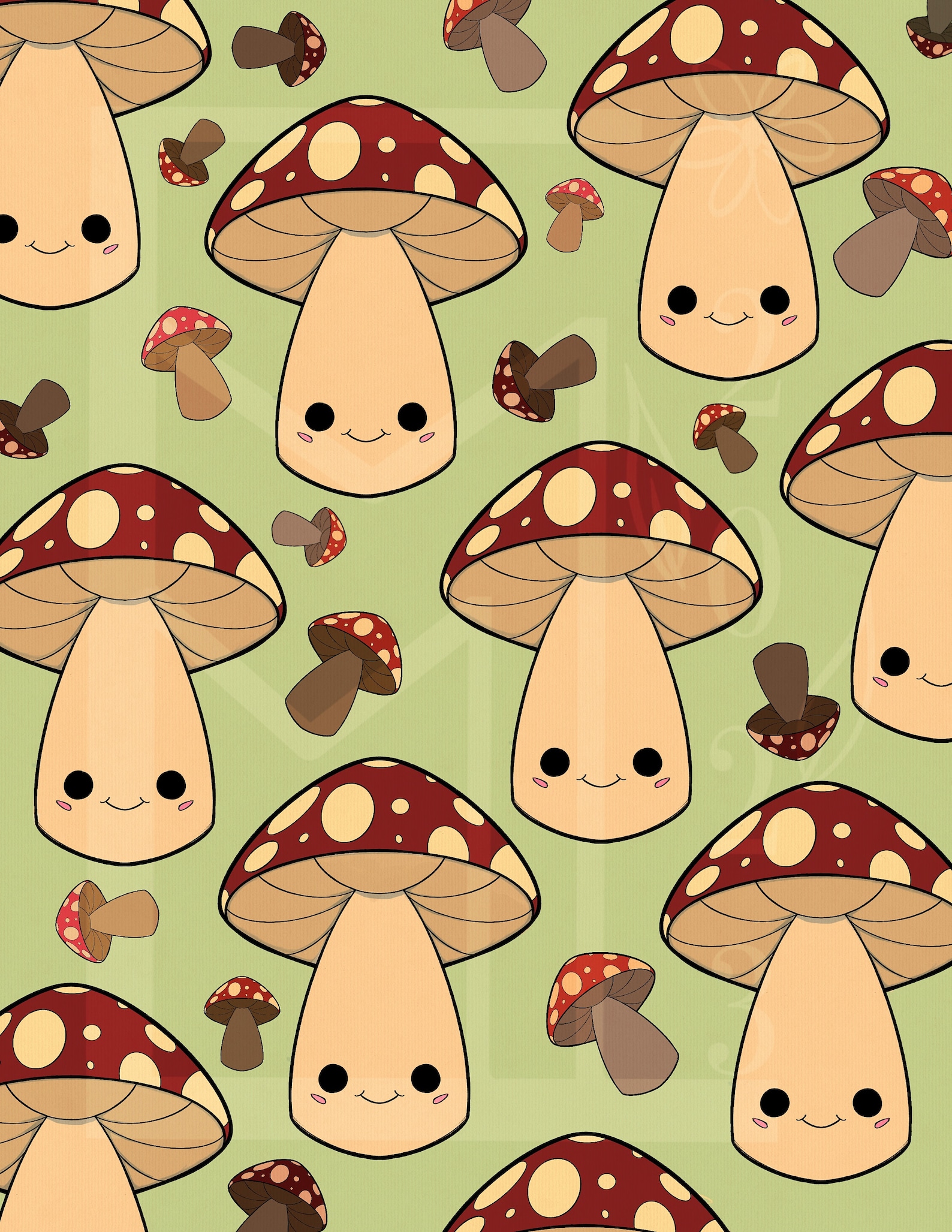 Cute Mushroom Digital Wallpaper - Digital Download - Etsy