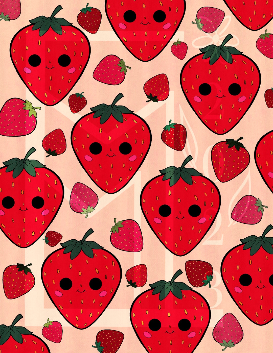Cute Strawberry Digital Wallpaper - Digital Download - Etsy