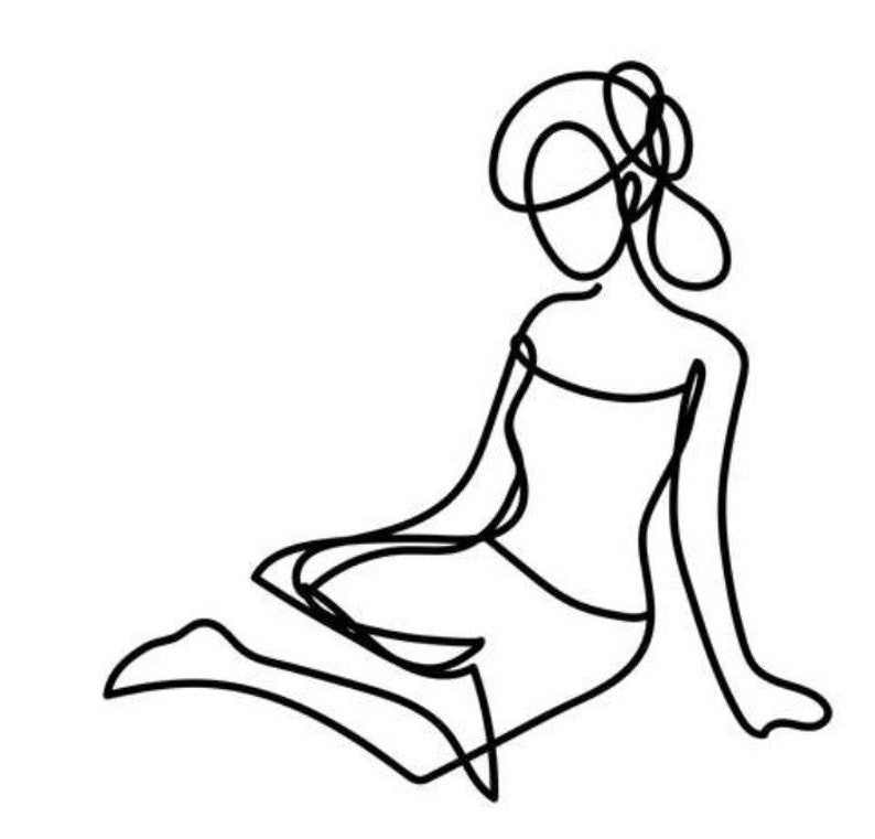 Woman Sitting on Floor, Continuous Line Style Illustration - Etsy