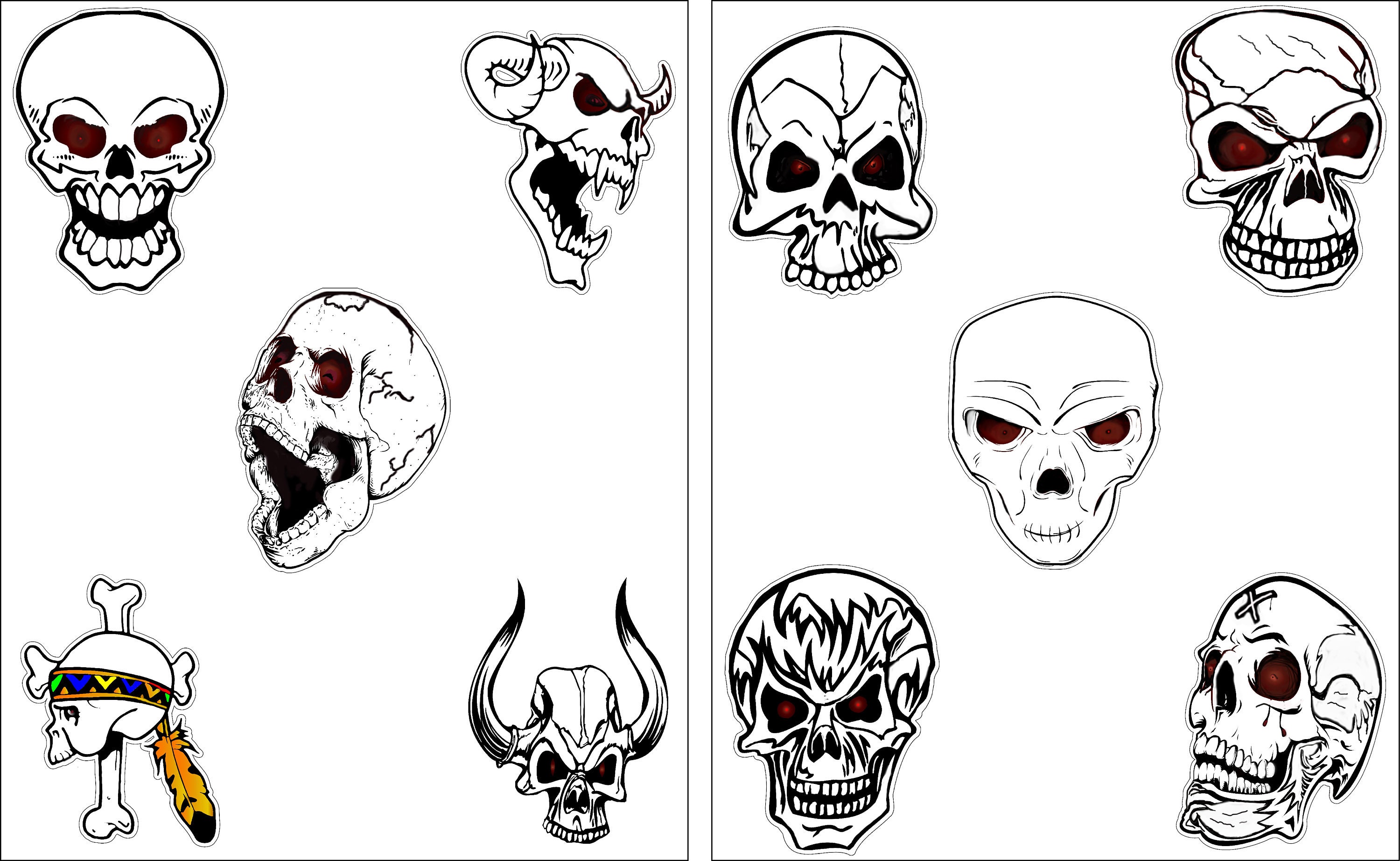 Printable Cricut Sticker Sheets 10 Skull Designs Sticker - Etsy