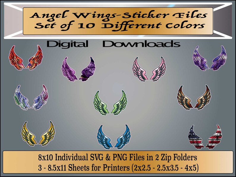 Angel Wings Stickers - SVG-PNG Stickers/sticker Sheets - Angel Wings in ...