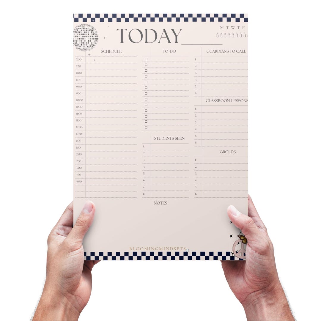 Elementary School Counselor Notepad- Daily Schedule Planner, Students ...
