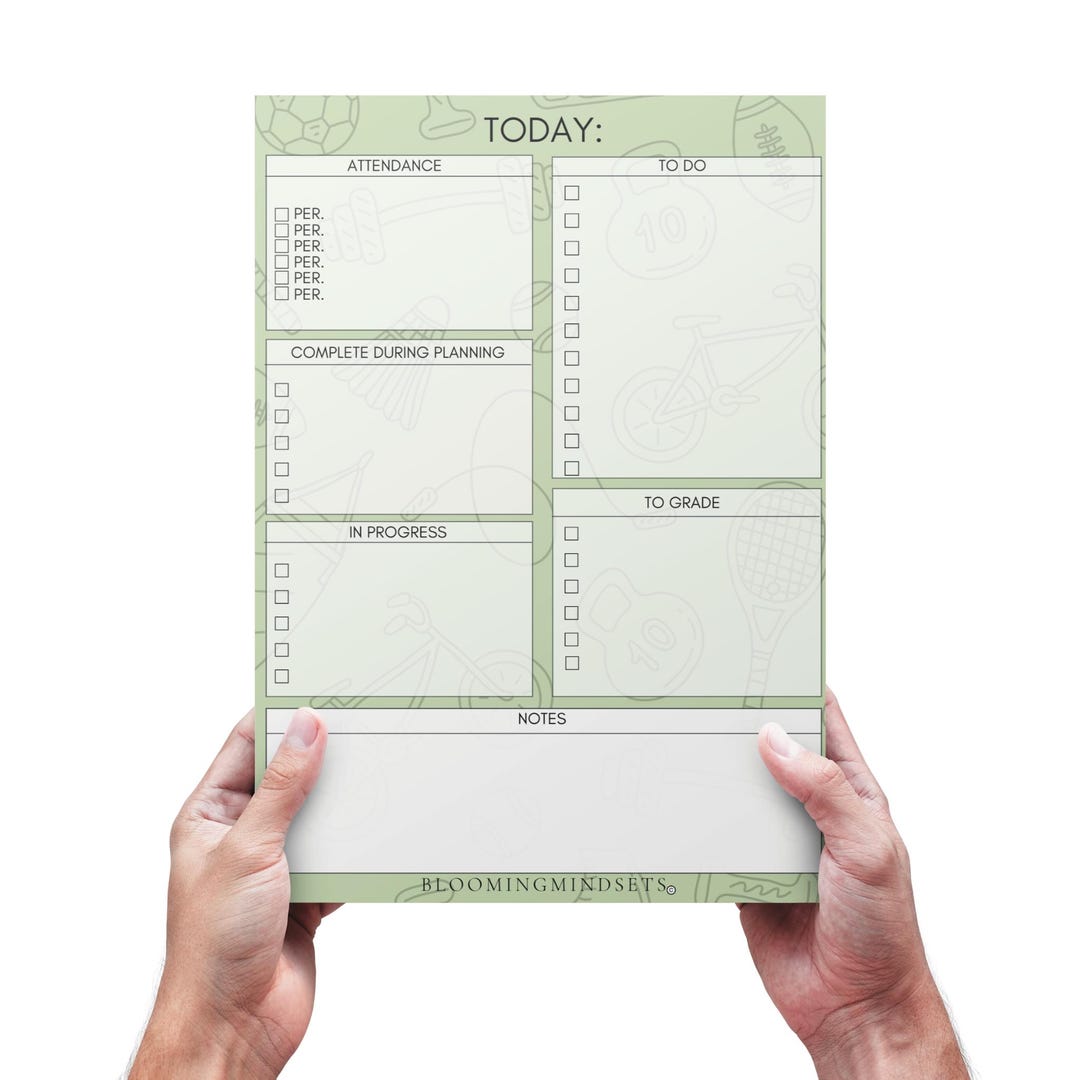 Physical Education Teacher Daily Planner Notepad, P.E Teacher Notepad ...