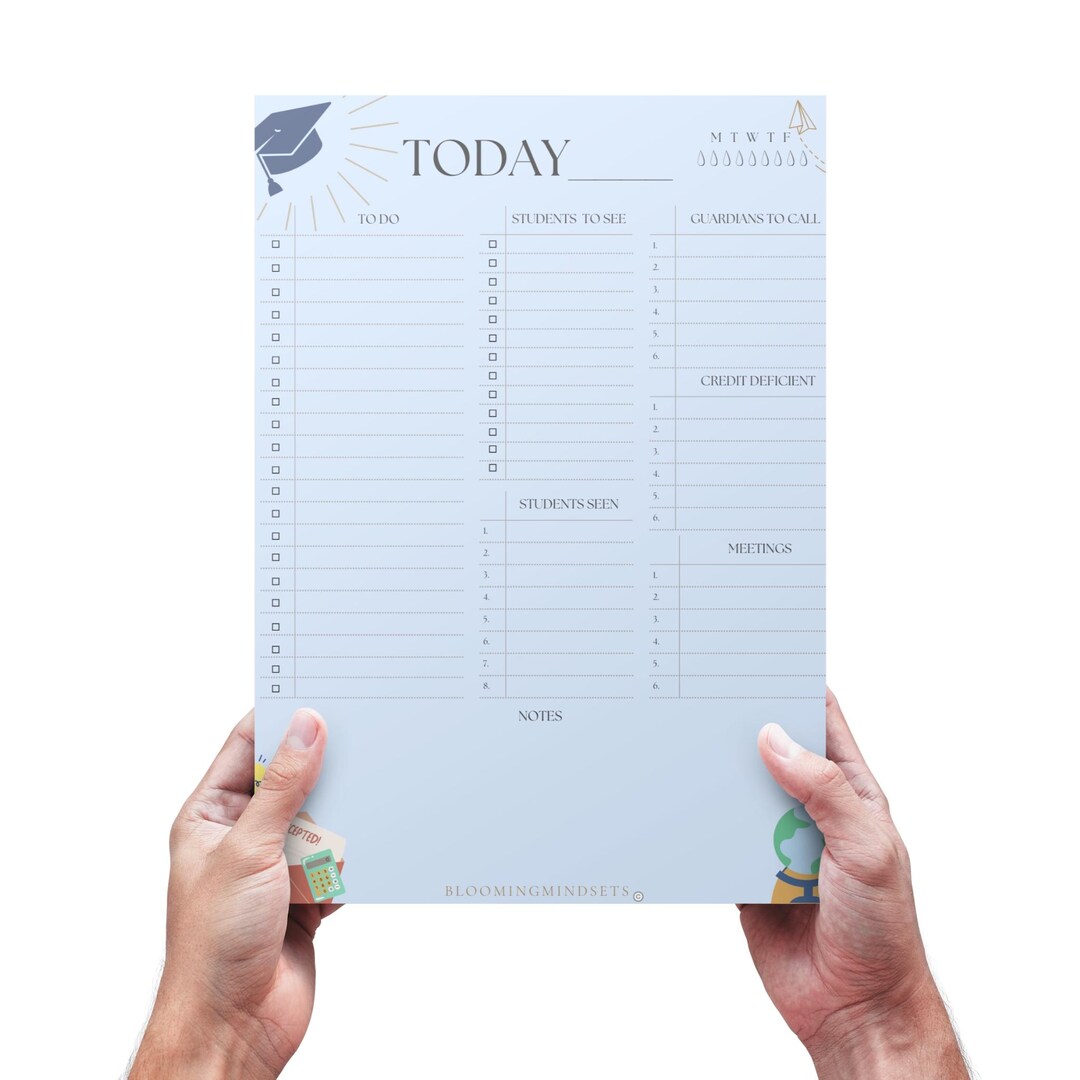 High School Counselor Daily Planner Notepad, Daily Student Case, Track ...