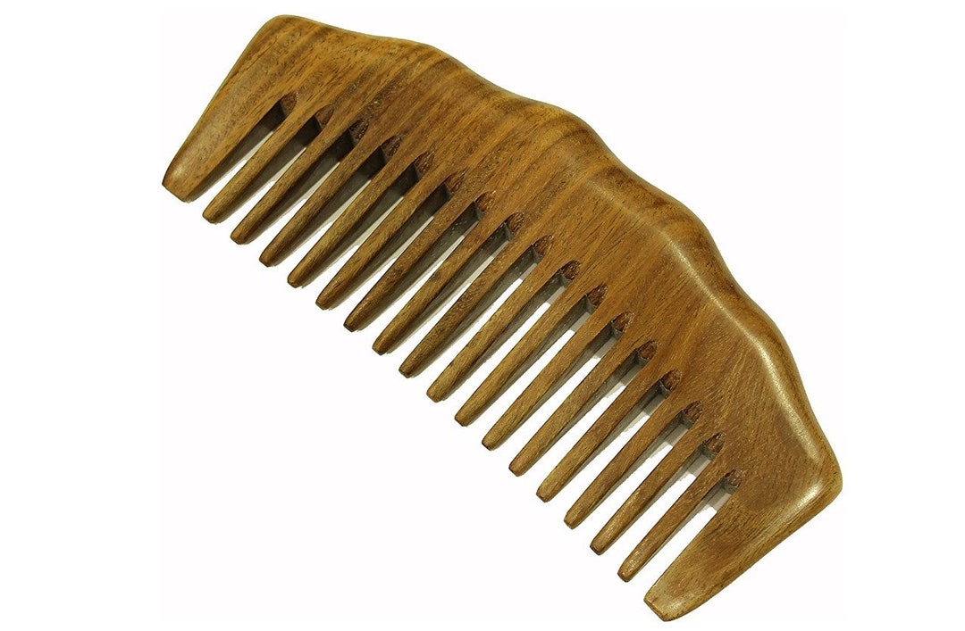 Beard Comb, Mustache Comb, Wide Tooth Comb, Handmade Green Sandalwood ...