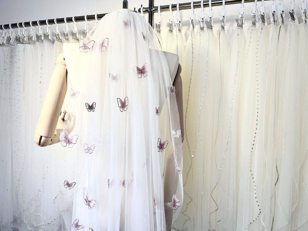 Butterfly Bridal Veil, Wedding Veil, Cathedral Wedding Veil,long ...
