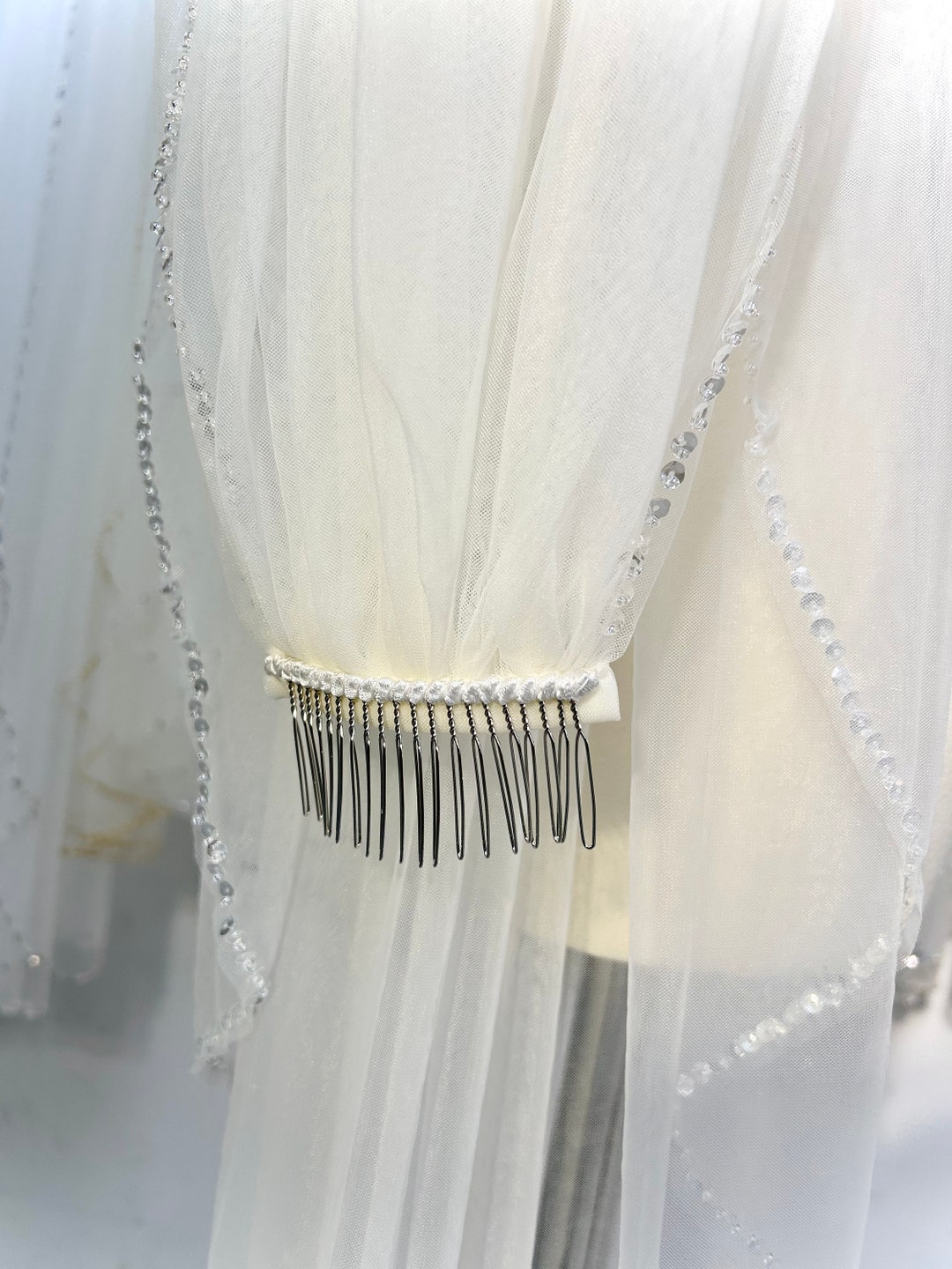 Wedding Veil,beaded Wedding Veil,ivory Veil,sparkling Fingertip Veil ...