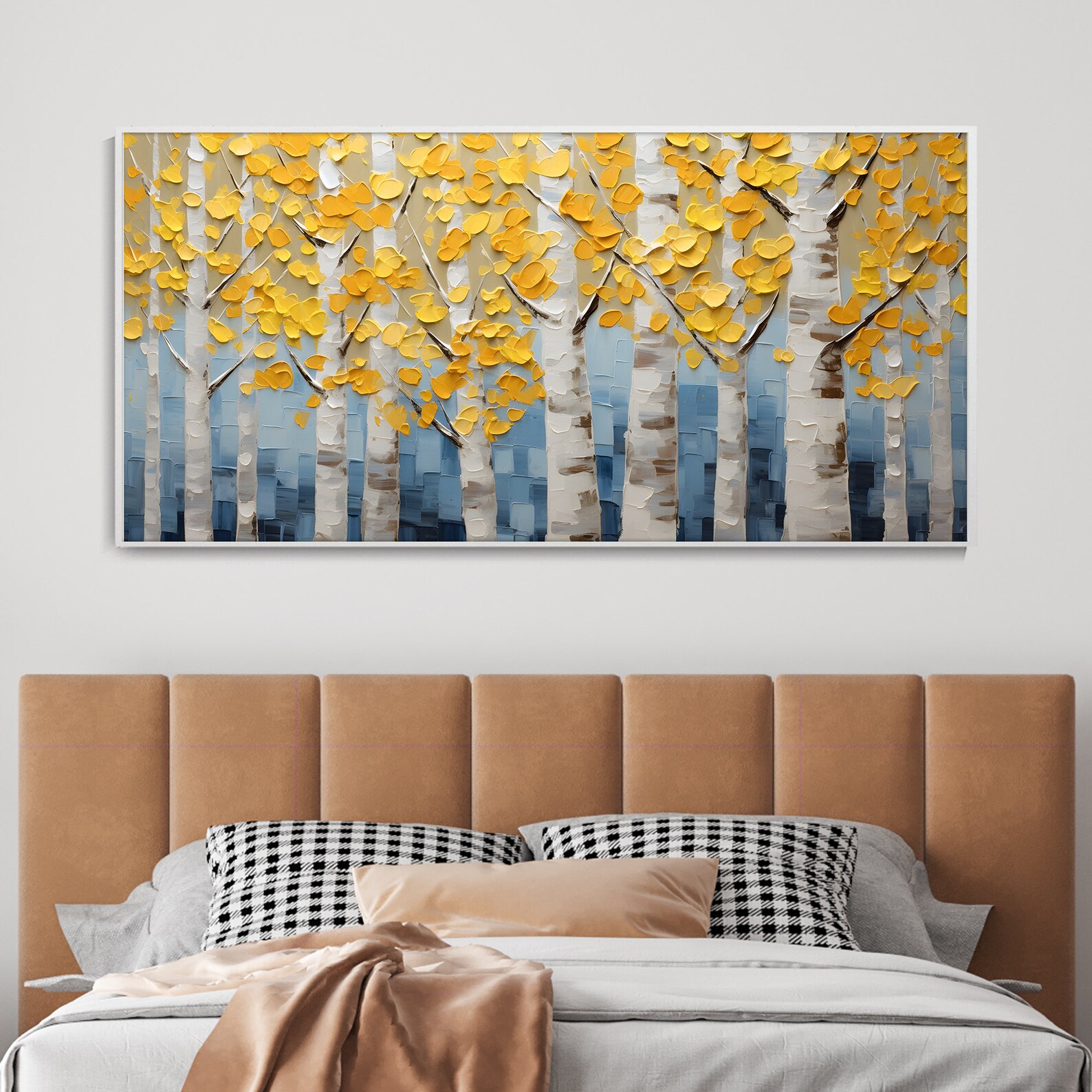 Large Original Fall Birch Tree Forest Oil Painting, Natural Landscape ...