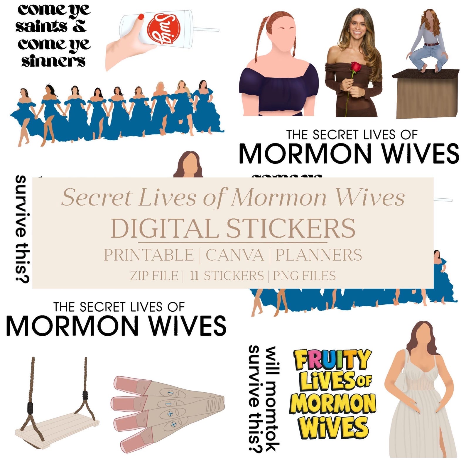 Secret Lives of Mormon Wives Digital Stickers (digital Sticker Pack for ...