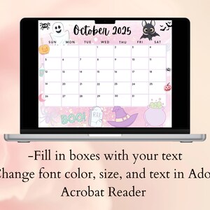 Editable October 2025 Calendar, Printable School Calendar, Cute ...