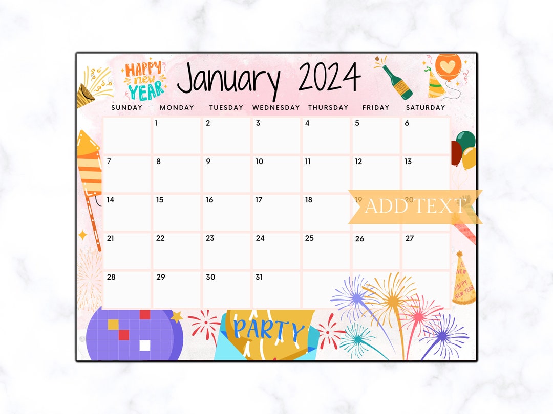 Editable January Calendar 2024 Printable Wall Calendar 2024 - Etsy Denmark