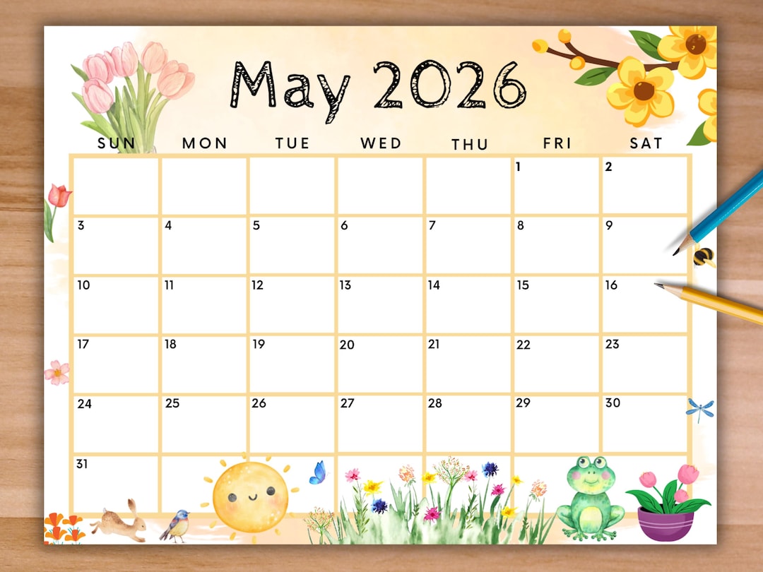 EDITABLE May 2026 Calendar, Printable 2026 Wall Calendar, Spring ...