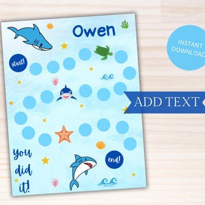 EDITABLE Boys Chore Chart Shark Chores, Kids Shark Reward Chart ...
