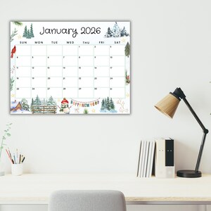 Editable January 2026 Calendar, Printable Calendar W/ Cute Winter Happy ...
