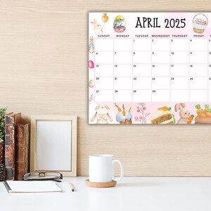 EDITABLE April 2025 Calendar, Printable PINK Easter Calendar W/ Easter ...