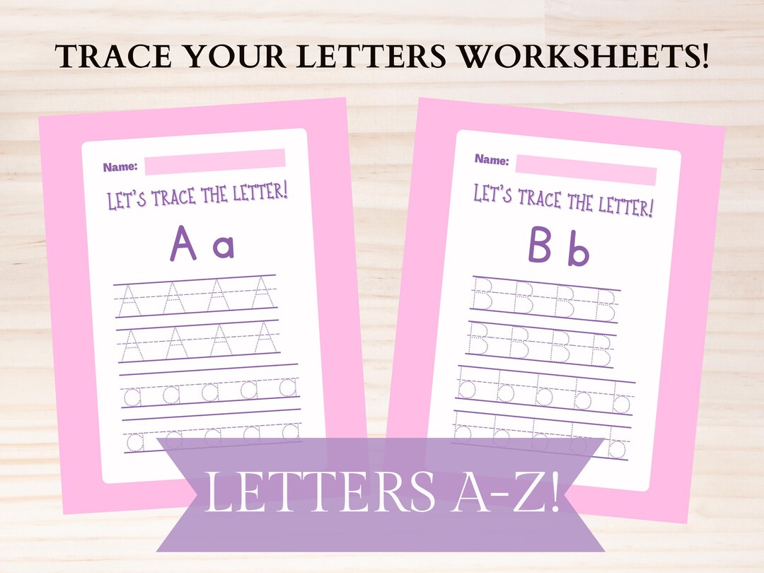 Alphabet Tracing Worksheets for Girls W/ Pink and Purple Letters, A-Z ...