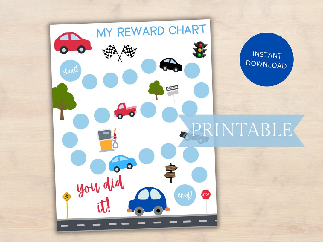 PRINTABLE Kids Car Chore Chart Boys, Weekly Chore Chart, Behavior Chart ...