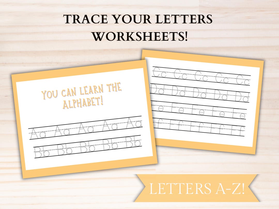Alphabet Tracing Worksheets for W/ Yellow Letters, A-Z Learning ...