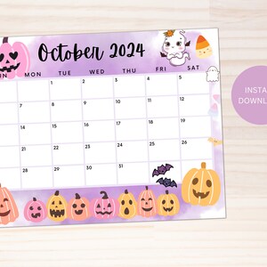 Editable October 2024 Calendar, Printable Calendar, 2024 Wall Calendar ...