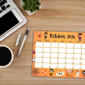 Editable October 2026 Calendar, Cutest Printable Halloween Trick or ...