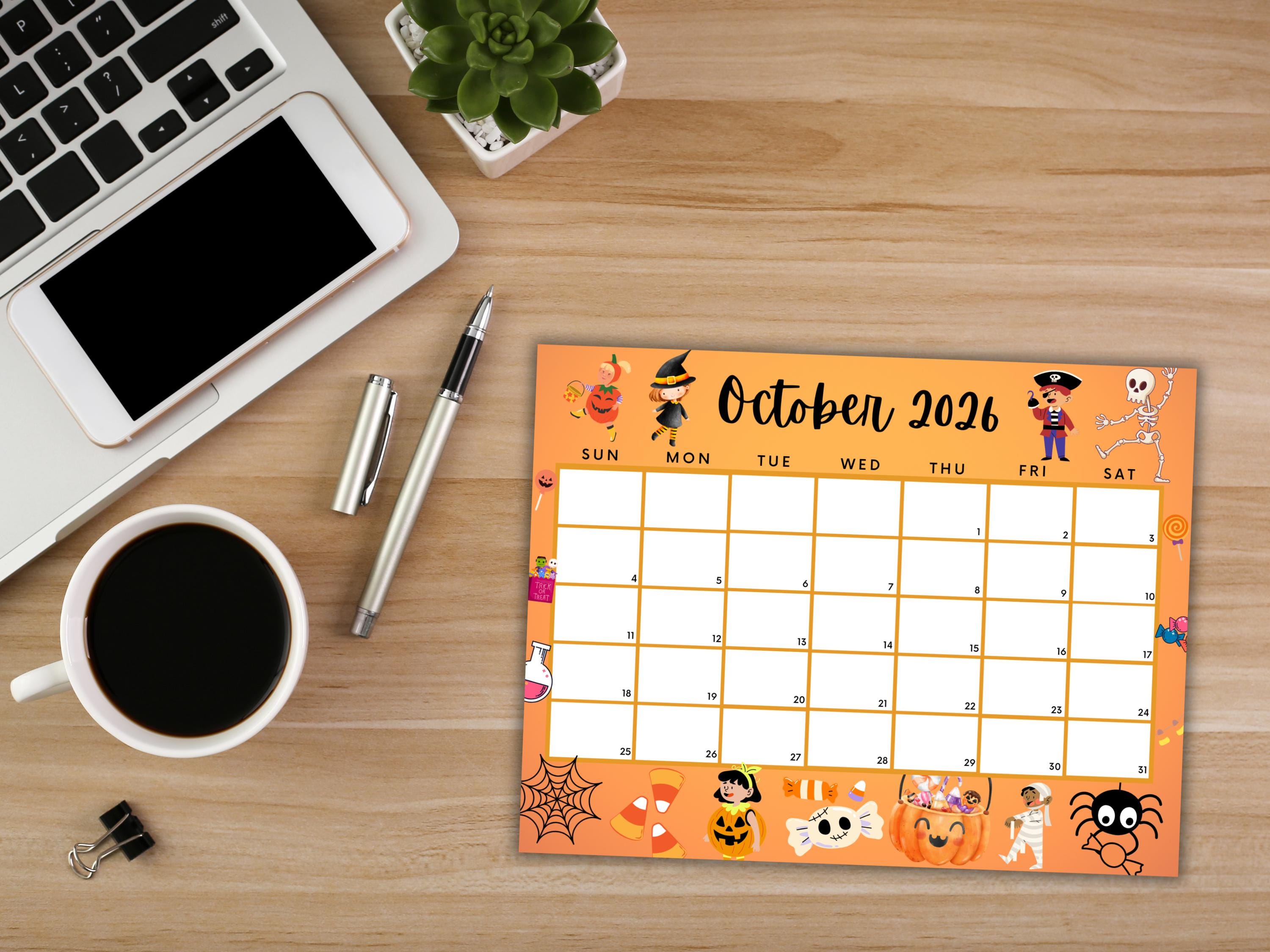 Editable October 2026 Calendar, Cutest Printable Halloween Trick or ...