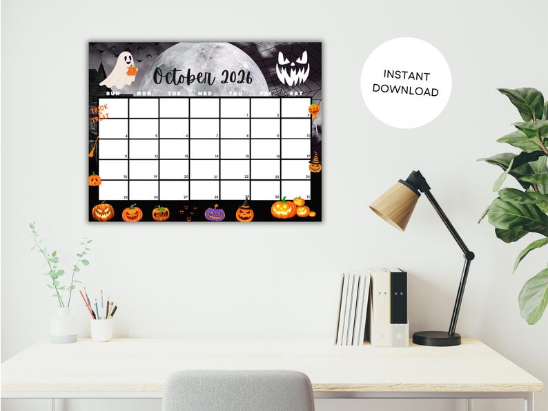 Editable October 2026 Calendar, Printable Calendar, 2026 Spooky ...