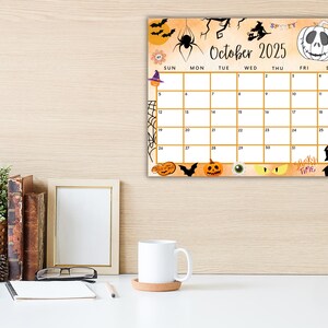 Editable October 2025 Calendar, Printable Spooky Halloween Calendar W ...